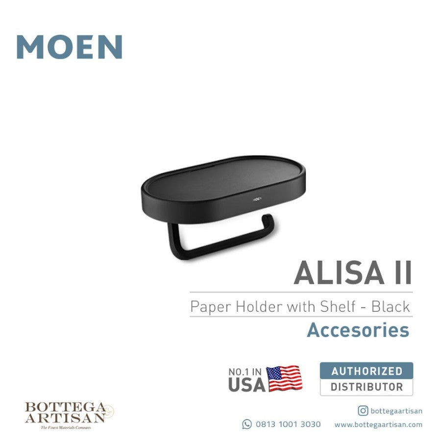 Alisa II Obsidian Paper Holder With Top Shelf ACC2410BLK – Bottega Artisan