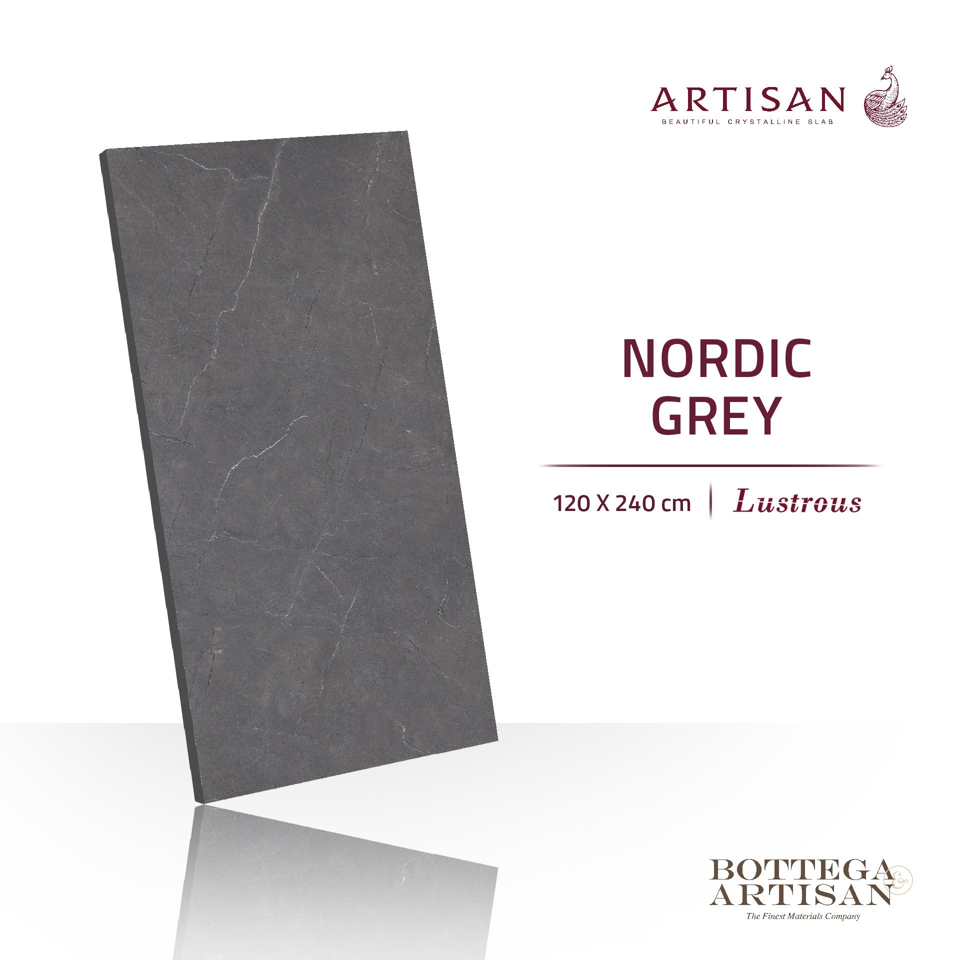 Granit Lamina Slab Artisan Nordic Grey Lustrous 120X240 – Bottega Artisan